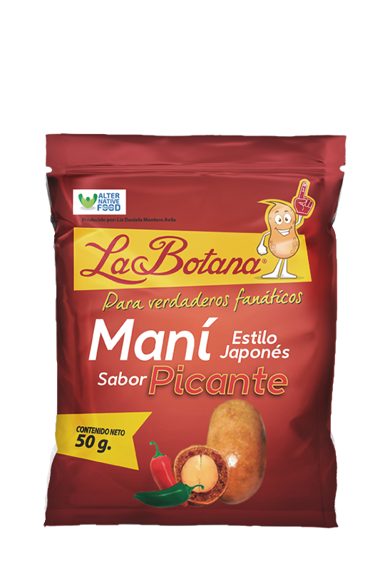 Maní crocante salado , sabor picante sin glutamato , saborizado con ...
